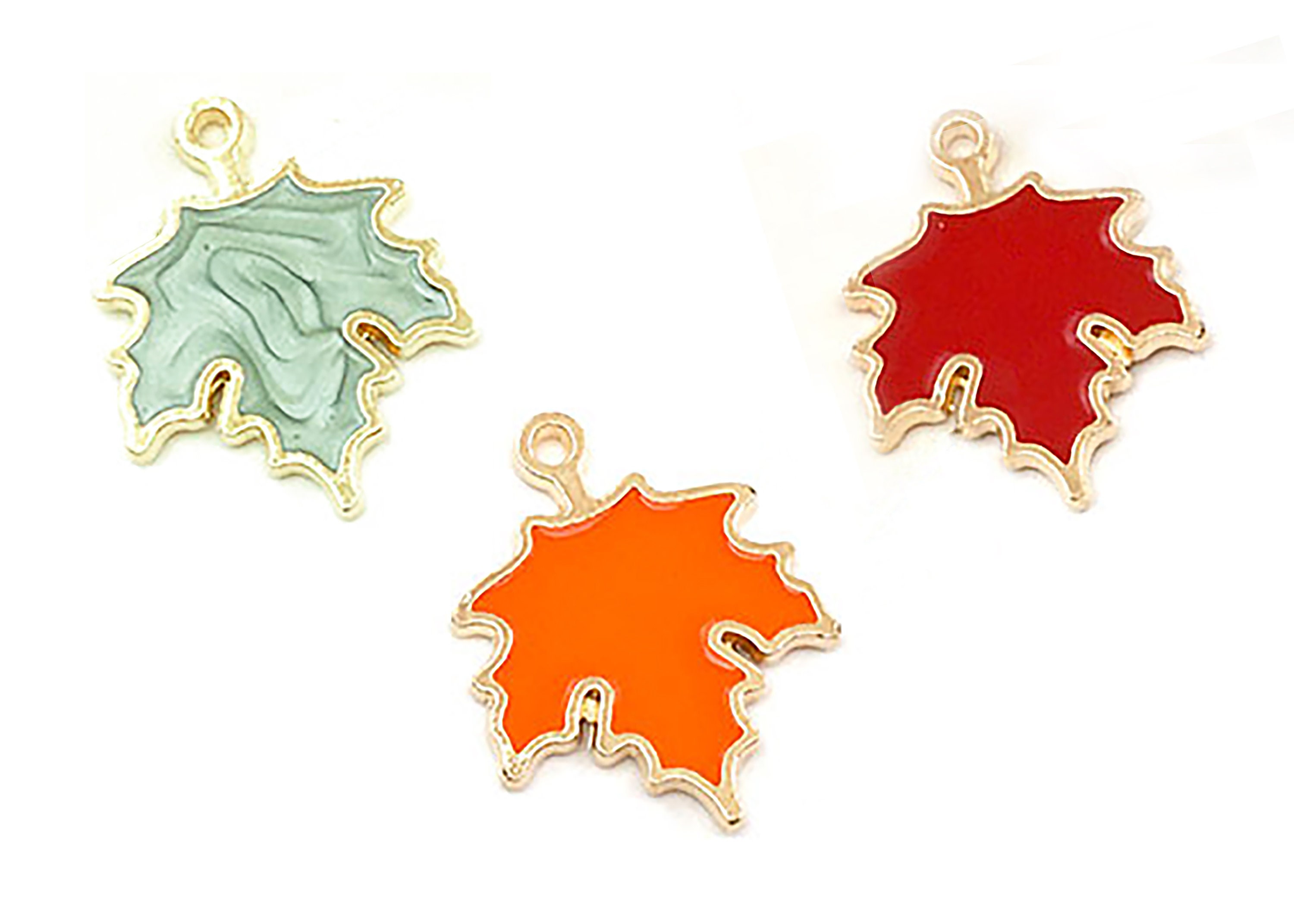 1/ 2/ 5pcs Maple Leaf Enamel Charm - Etsy