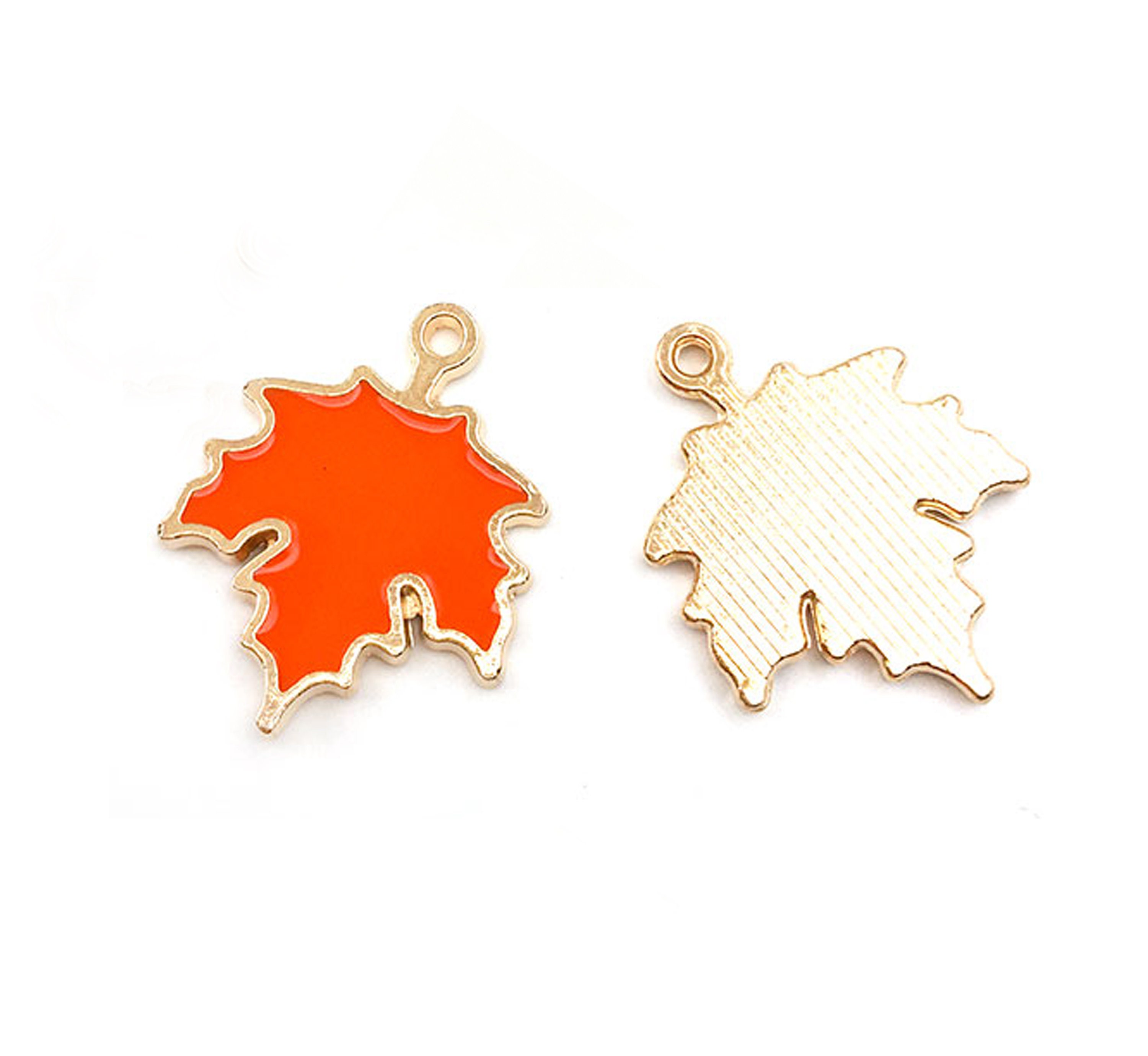 1/ 2/ 5pcs Maple Leaf Enamel Charm - Etsy