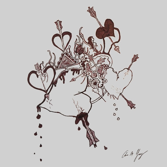 Abstract Broken Heart Drawing