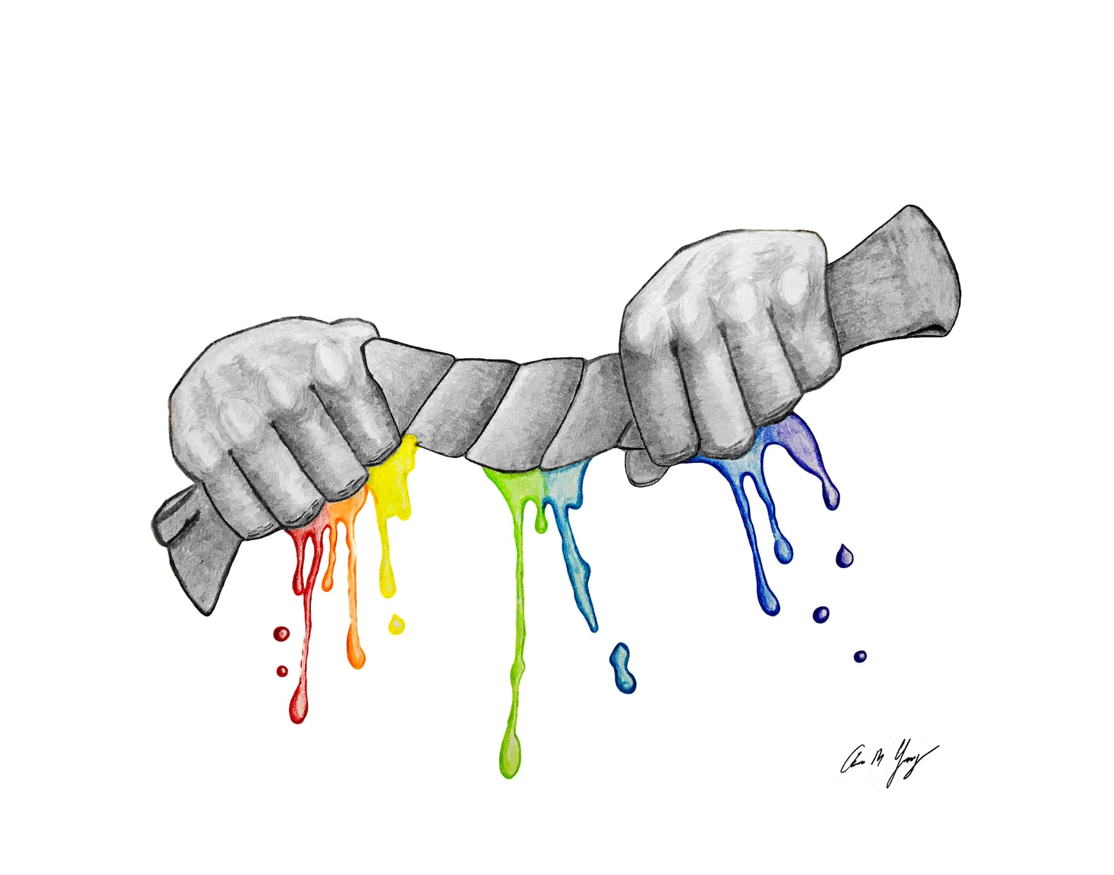 11x14 Print - Drip - Rainbow Drawing - Unique Abstract Art Drawing ...