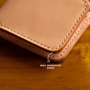 Natural Vegetable Tanned Leather Wallet, Bifold Wallet, Handmade, Full ...