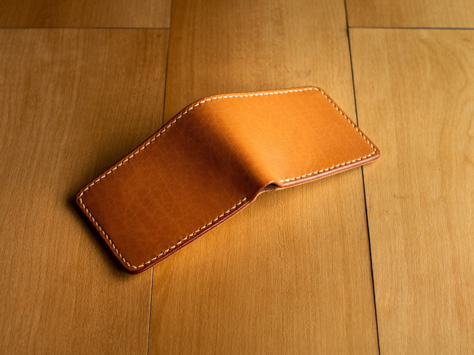 Brown Vegetable Tanned Leather Bifold Tan Wallet. Handmade for - Etsy