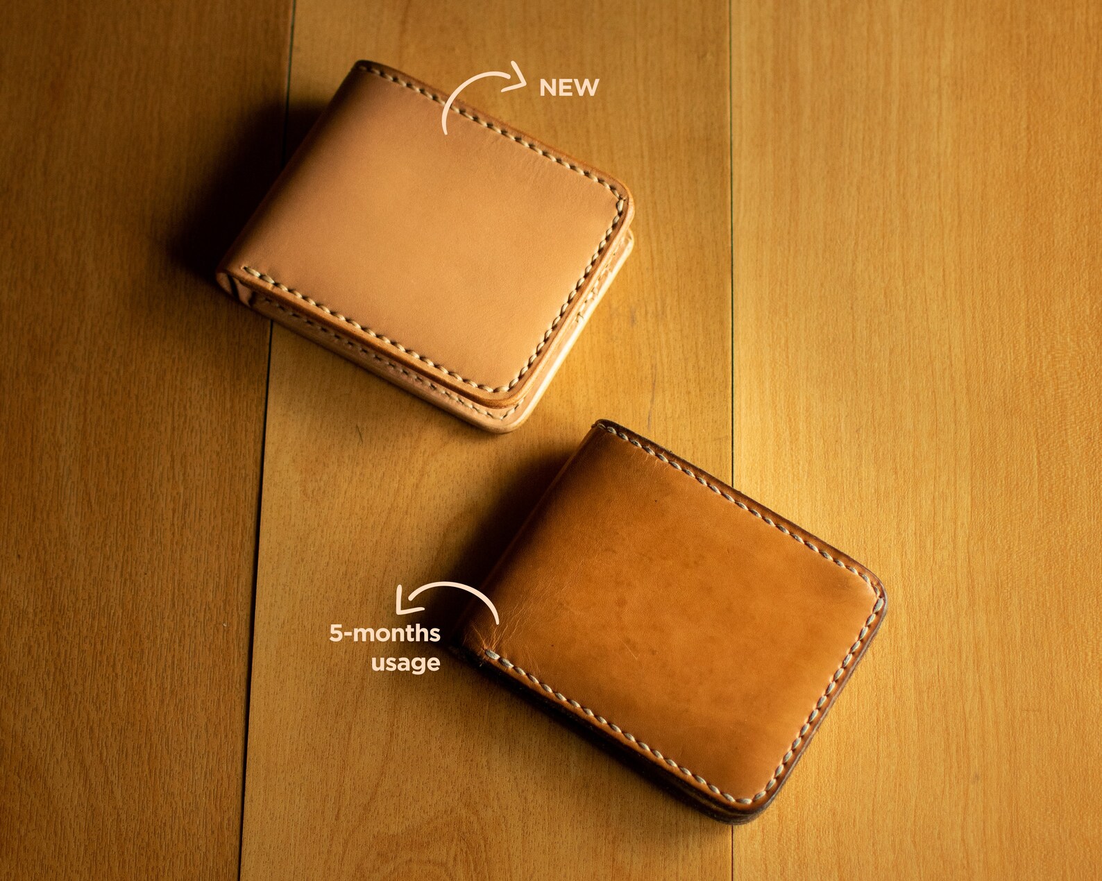 Natural Vegetable Tanned Leather Wallet Bifold Wallet | Etsy