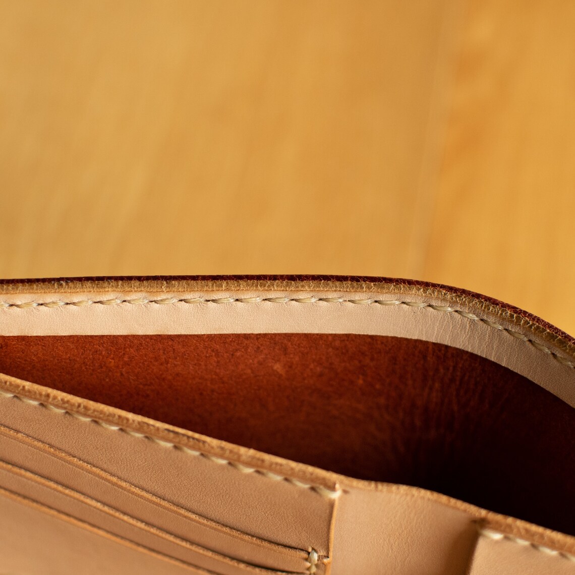 Brown Vegetable Tanned Leather Bifold Tan Wallet. Handmade for | Etsy
