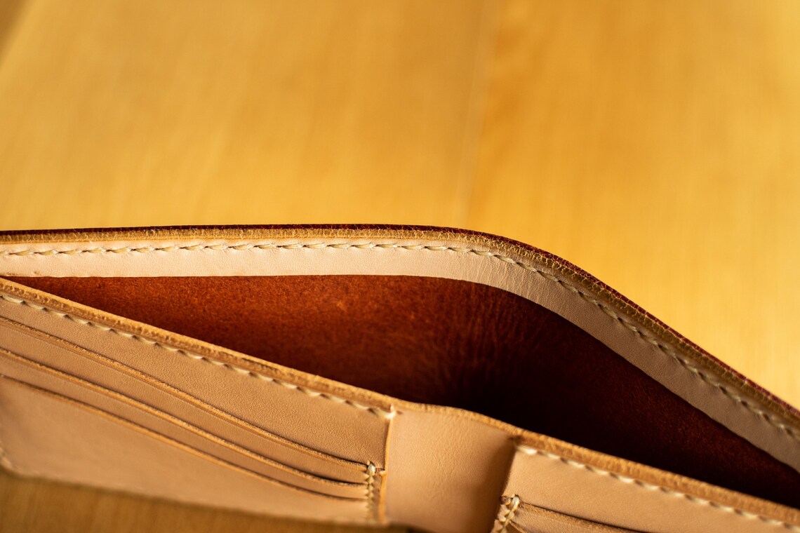 Brown Vegetable Tanned Leather Bifold Tan Wallet. Handmade for - Etsy