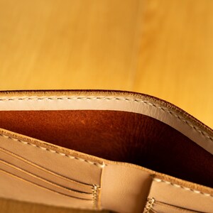 Brown Vegetable Tanned Leather Bifold Tan Wallet. Handmade for Man ...