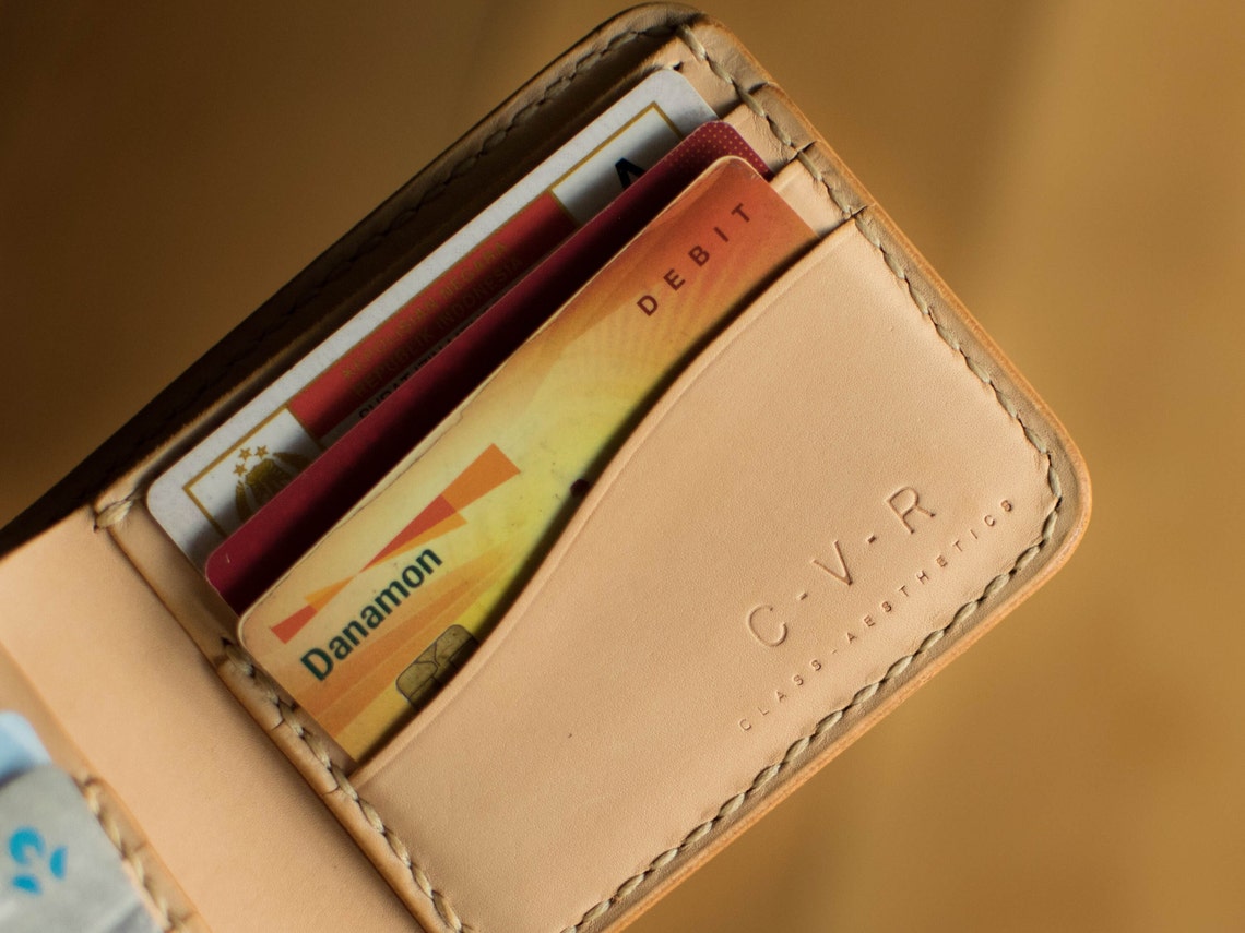 Brown Vegetable Tanned Leather Bifold Tan Wallet. Handmade for - Etsy