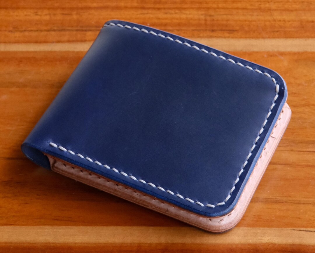 Blue Pull up Leather Wallet, Bifold Wallet, Handmade, Handstitched ...