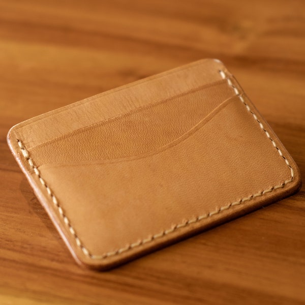 Leather Card Holder Vegetable Tan - Etsy