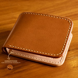 Brown Vegetable Tanned Leather Bifold Tan Wallet. Handmade for Man ...