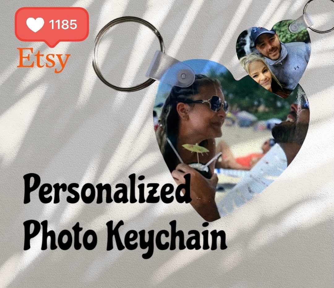 Personalized Photo Keychain, Custom Keychain Gift, Pictured Heart ...
