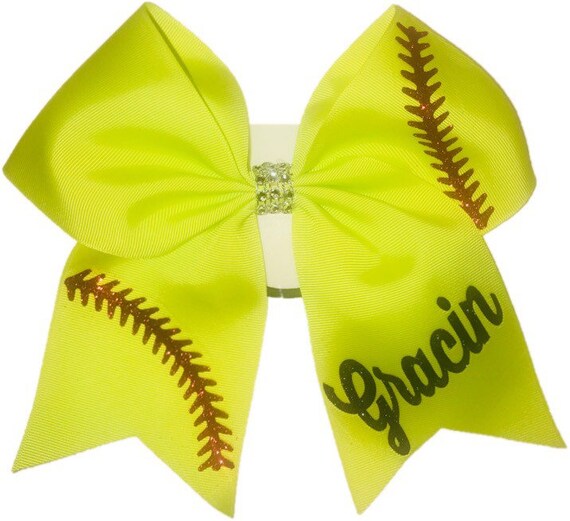 Softball Bow with Name/Softball Bows/Custom Softball | Etsy