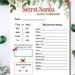 Secret Santa PRINTABLE , Holiday Gift Exchange Form, Sign up Sheet ...