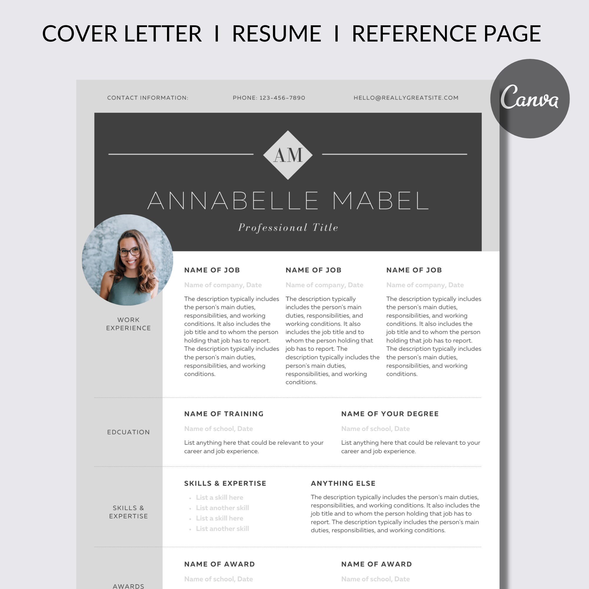 Resume Template, College Resume Template, CV Template With Photo, CV ...