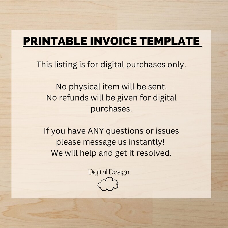 INVOICE TEMPLATE, Printable Invoice, Business Invoice, Small Business ...