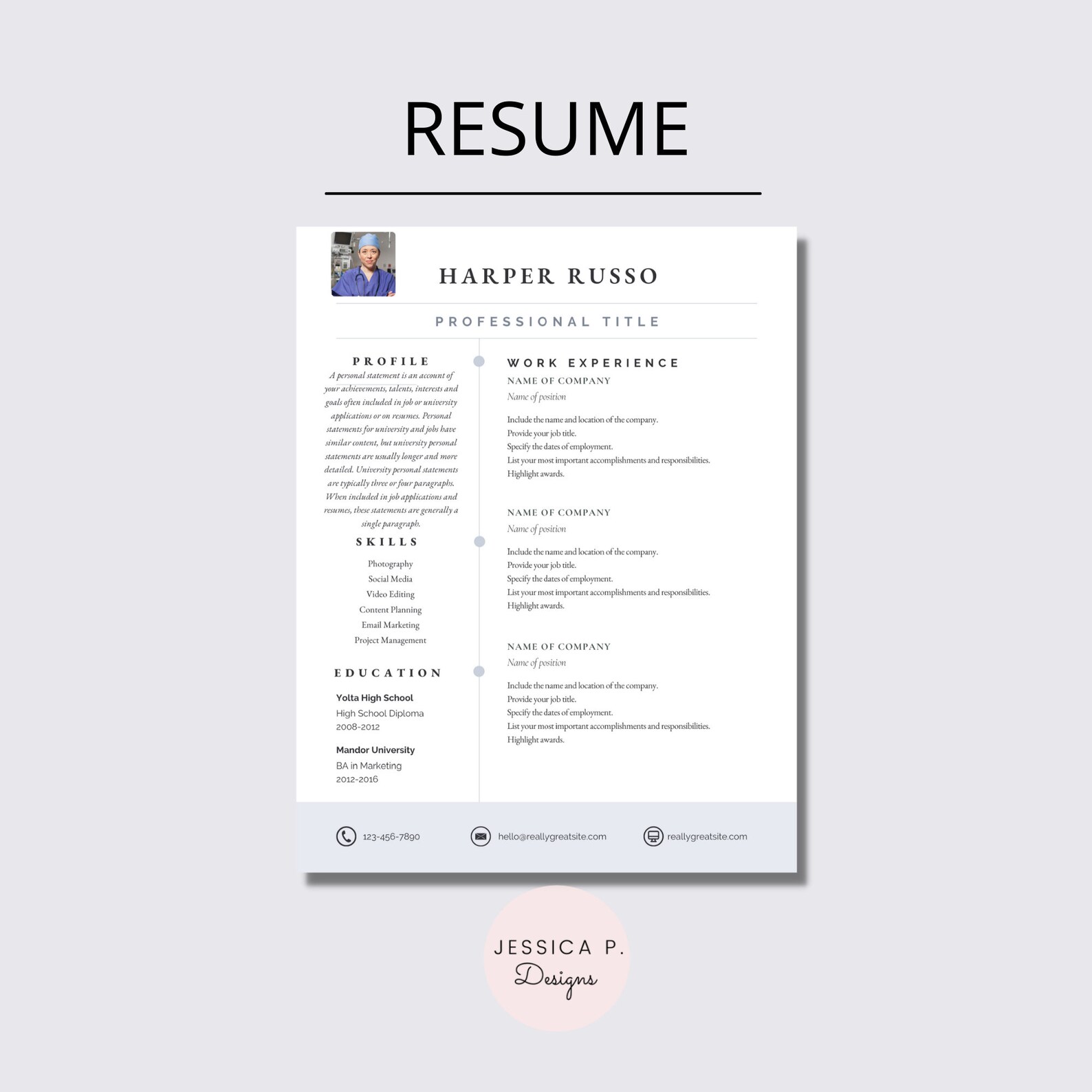 Resume Template College Resume Template CV Template With - Etsy