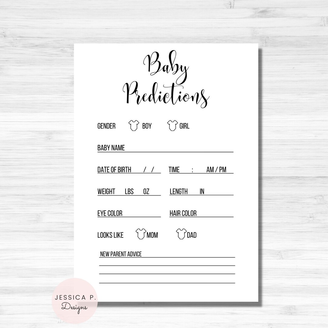 Baby Predictions, Baby Shower Games, Baby Shower Game, Baby Shower ...