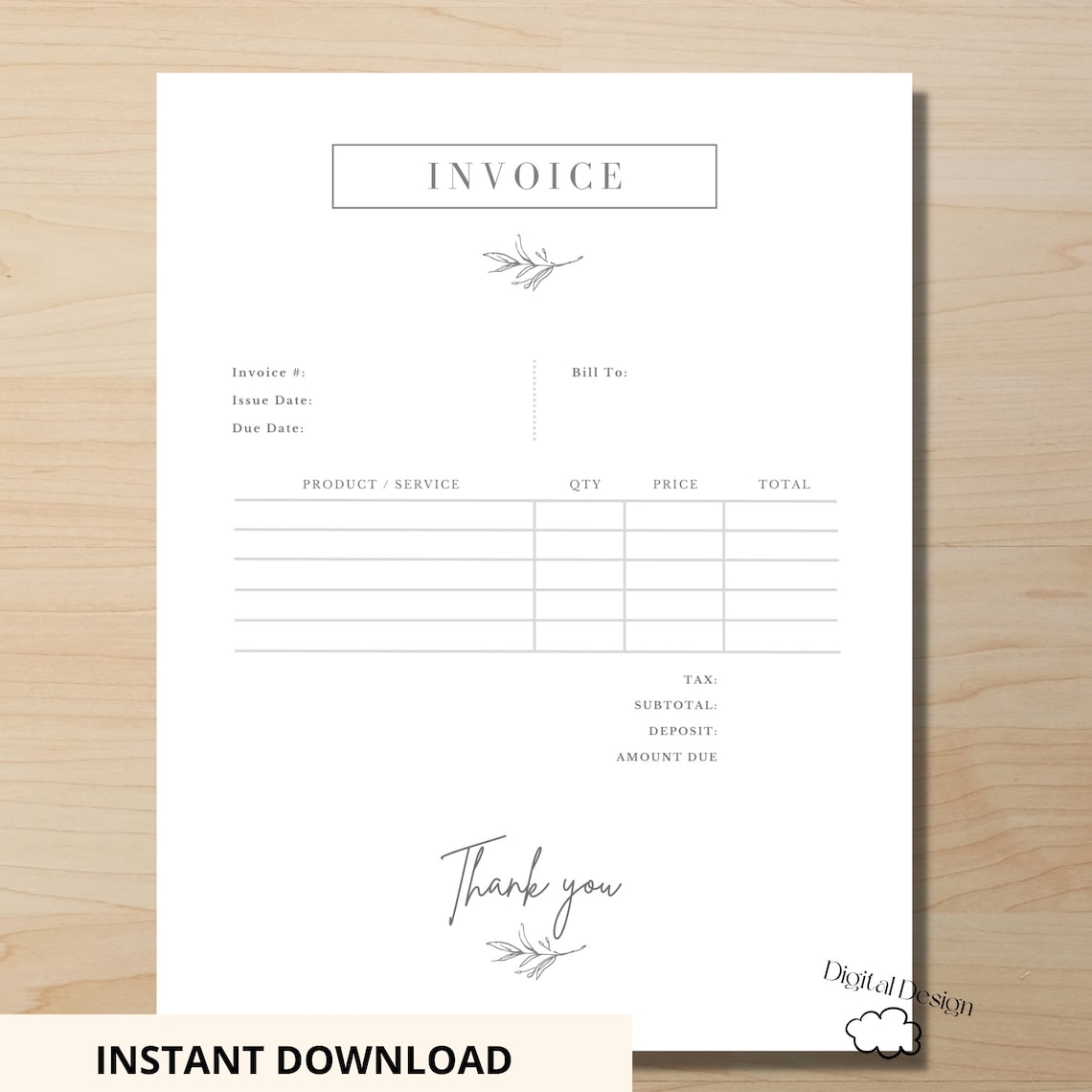 INVOICE TEMPLATE, Printable Invoice, Business Invoice, Small Business ...
