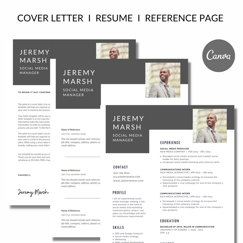 Resume Template College Resume Template CV Template With - Etsy
