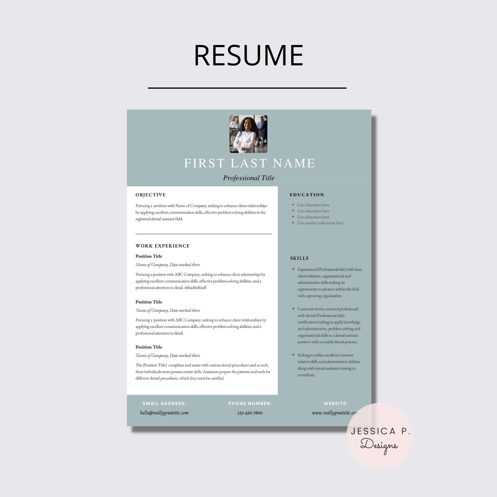 Resume Template, College Resume Template, CV Template With Photo, CV ...