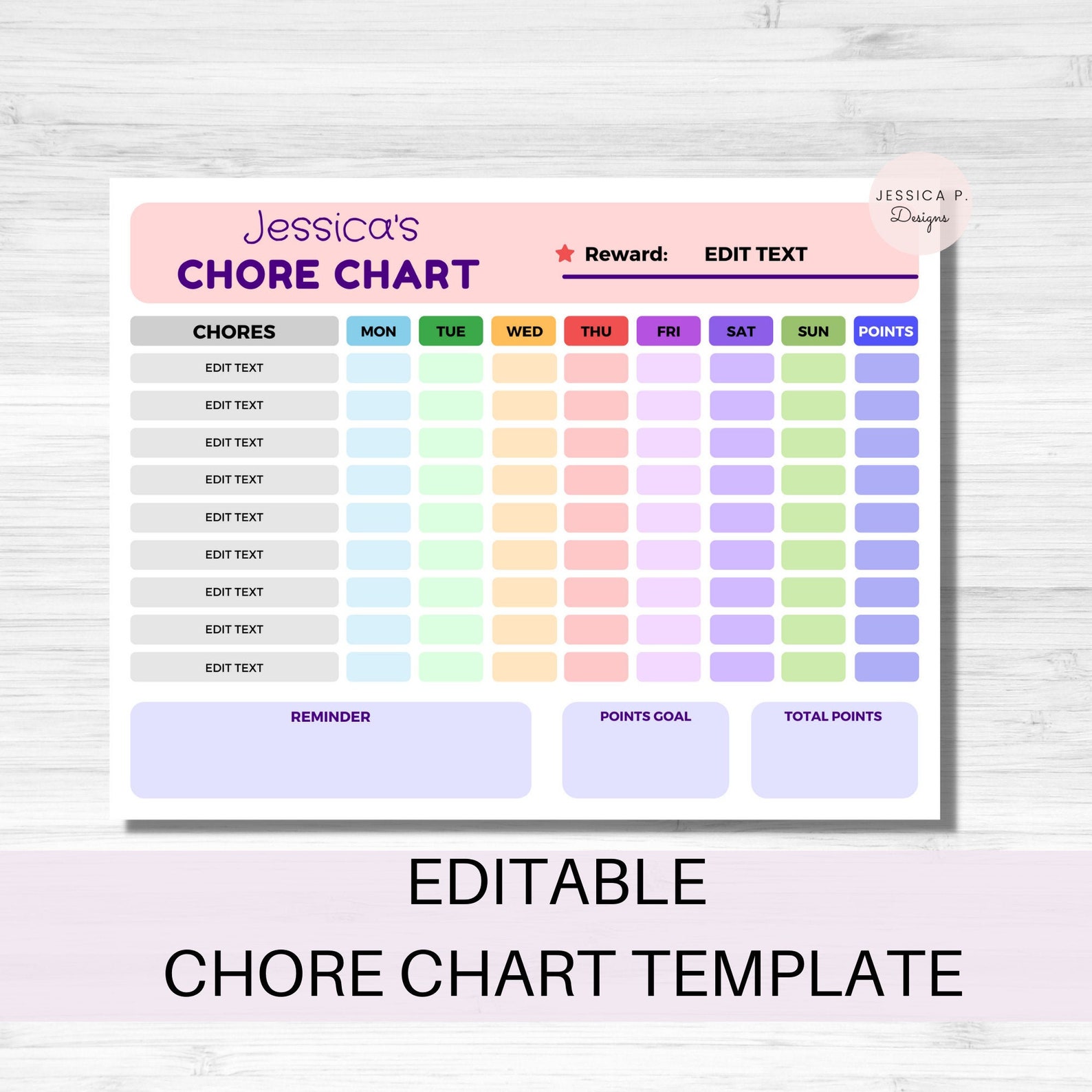 EDITABLE Chore Chart, Responsibility Chart, Chore Chart for Kids, Kids ...