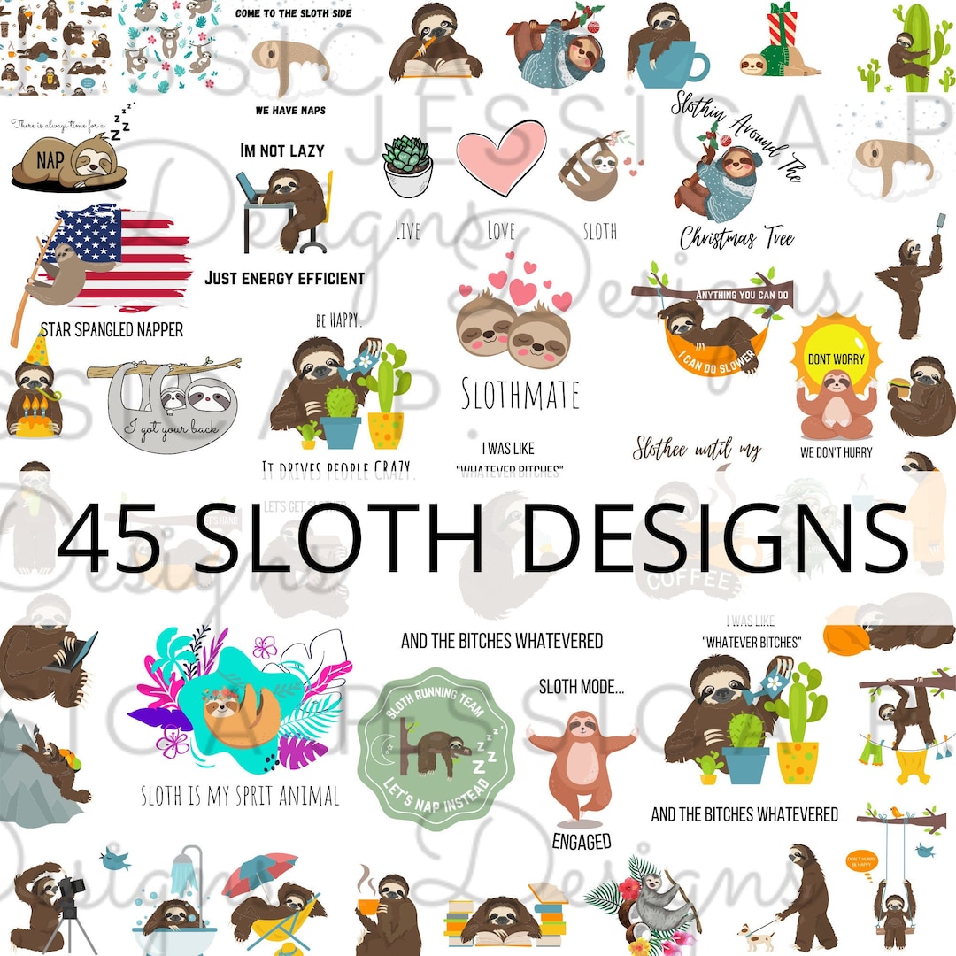 Sloth Svg, Sloth Gifts, Sloth Lover Gift, Sloth Gift, Sloth Clipart ...