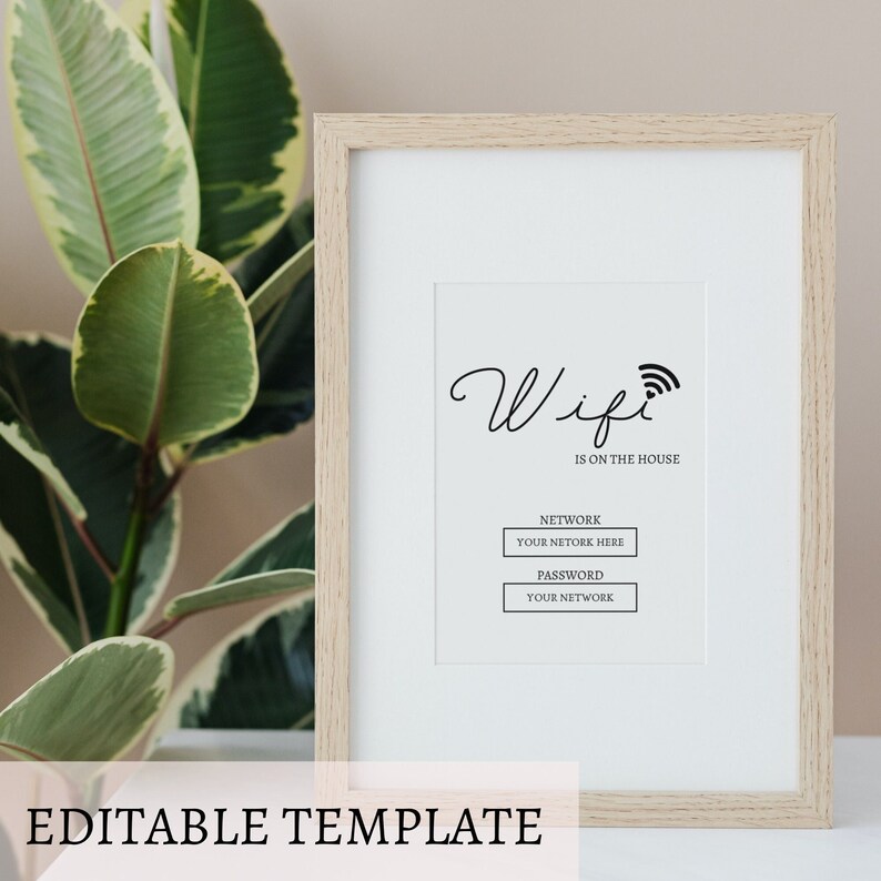 Wifi Sign, Wifi Password Sign, Editable Wifi Sign Template, Wifi ...