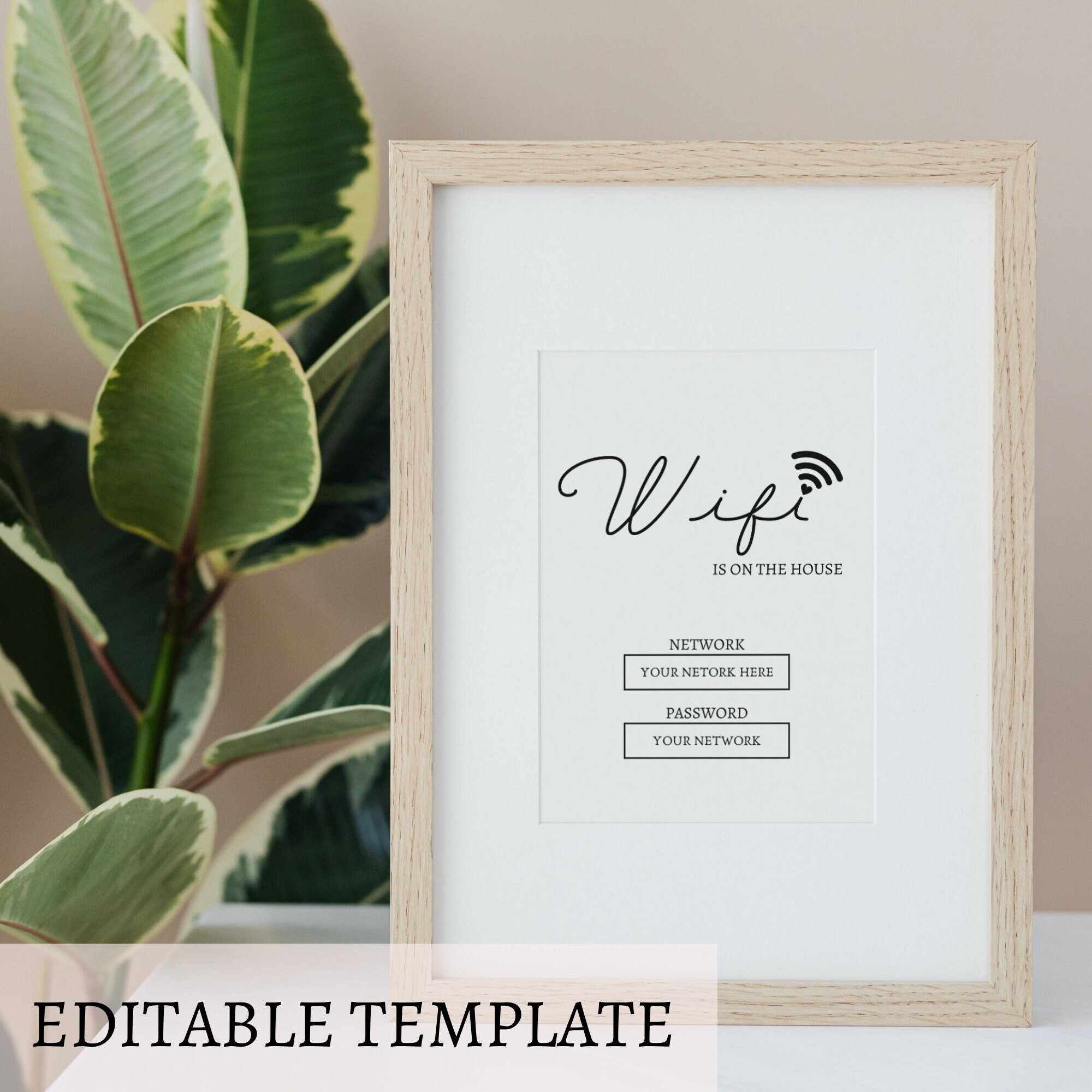 Wifi Sign, Wifi Password Sign, Editable Wifi Sign Template, Wifi ...