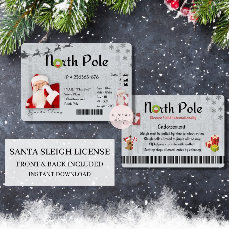 Santa, SANTA CLAUS LICENSE, Christmas, Printable, Instant Download ...