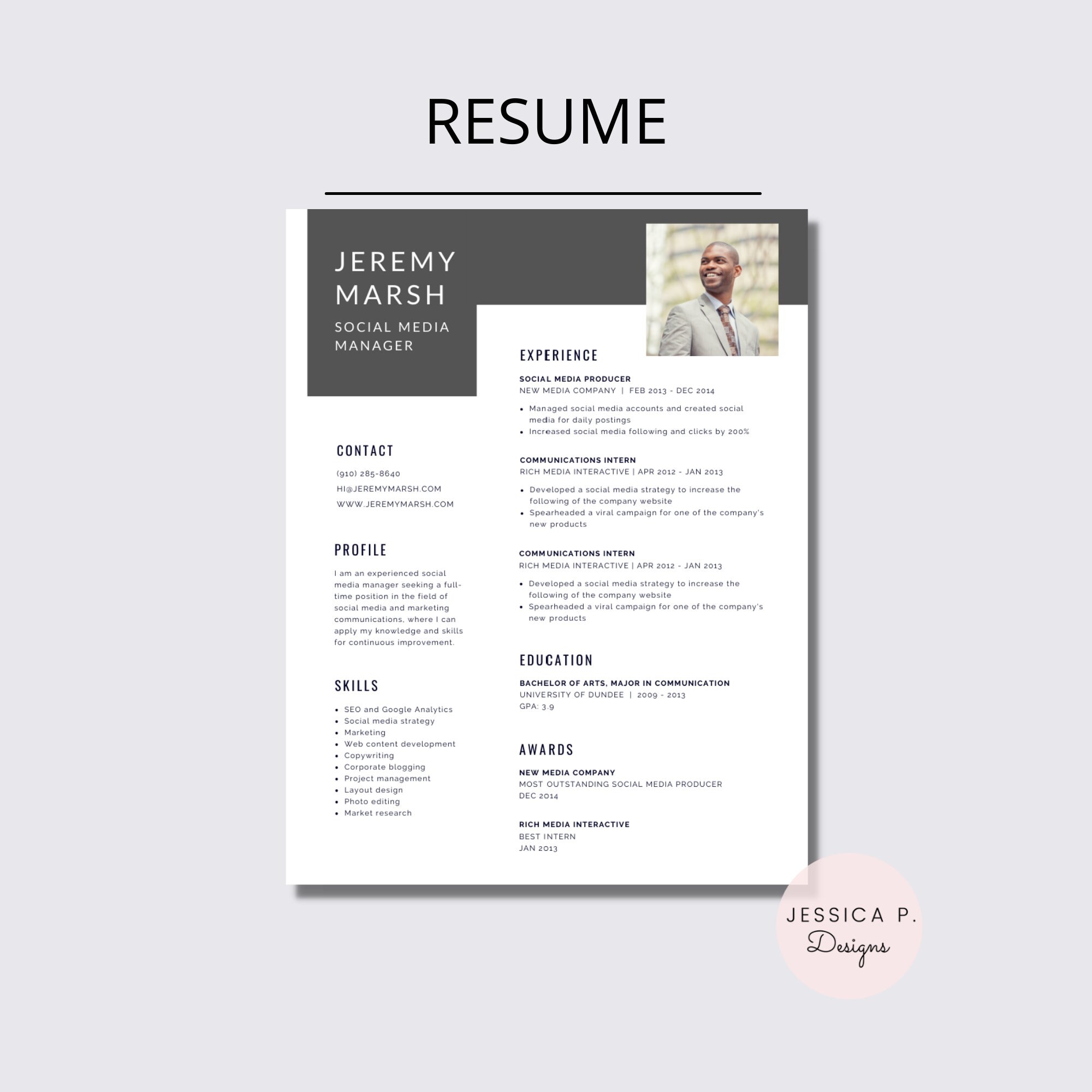 Resume Template College Resume Template CV Template With - Etsy