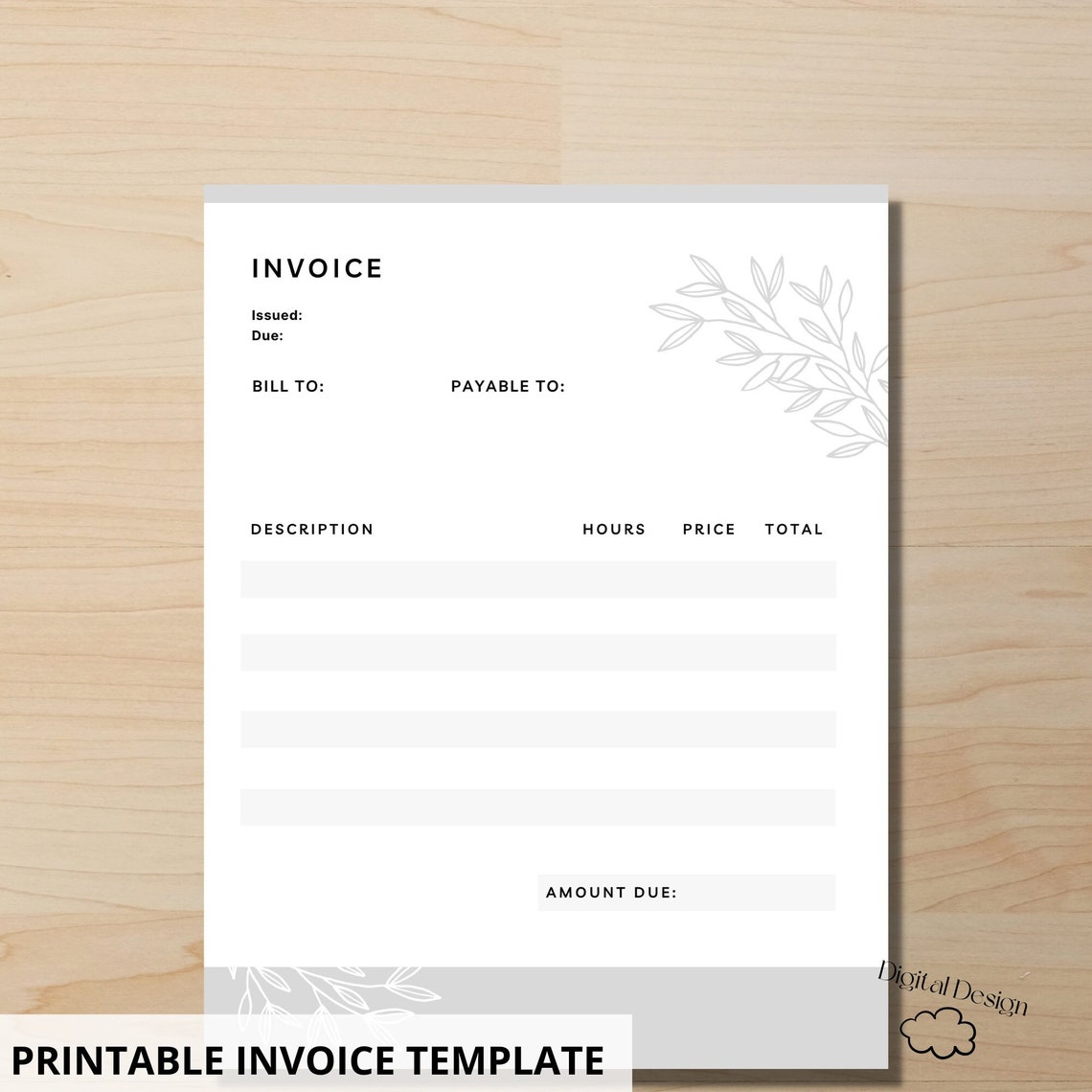 INVOICE TEMPLATE, Printable Invoice, Business Invoice, Small Business ...