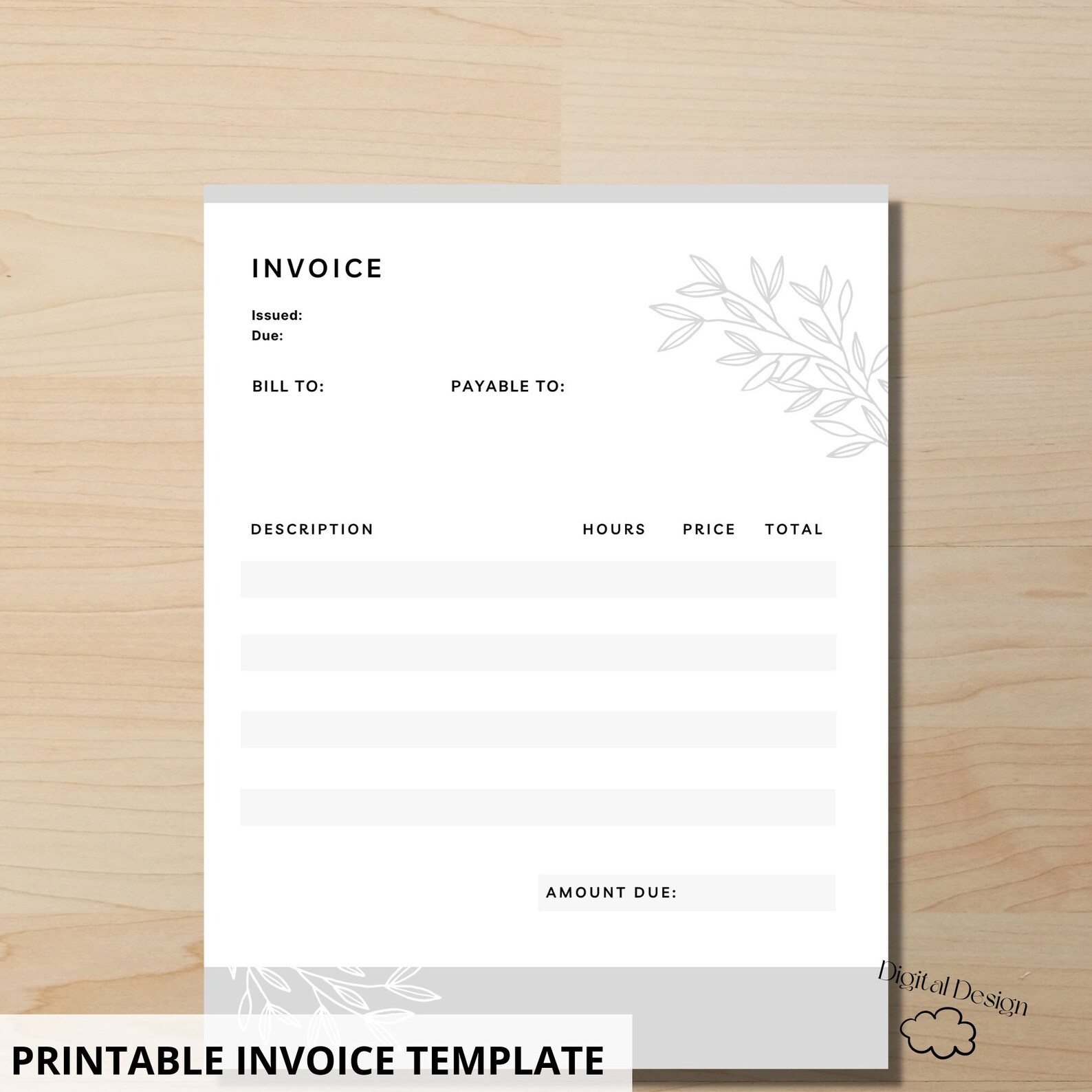 INVOICE TEMPLATE Printable Invoice Business Invoice Small - Etsy