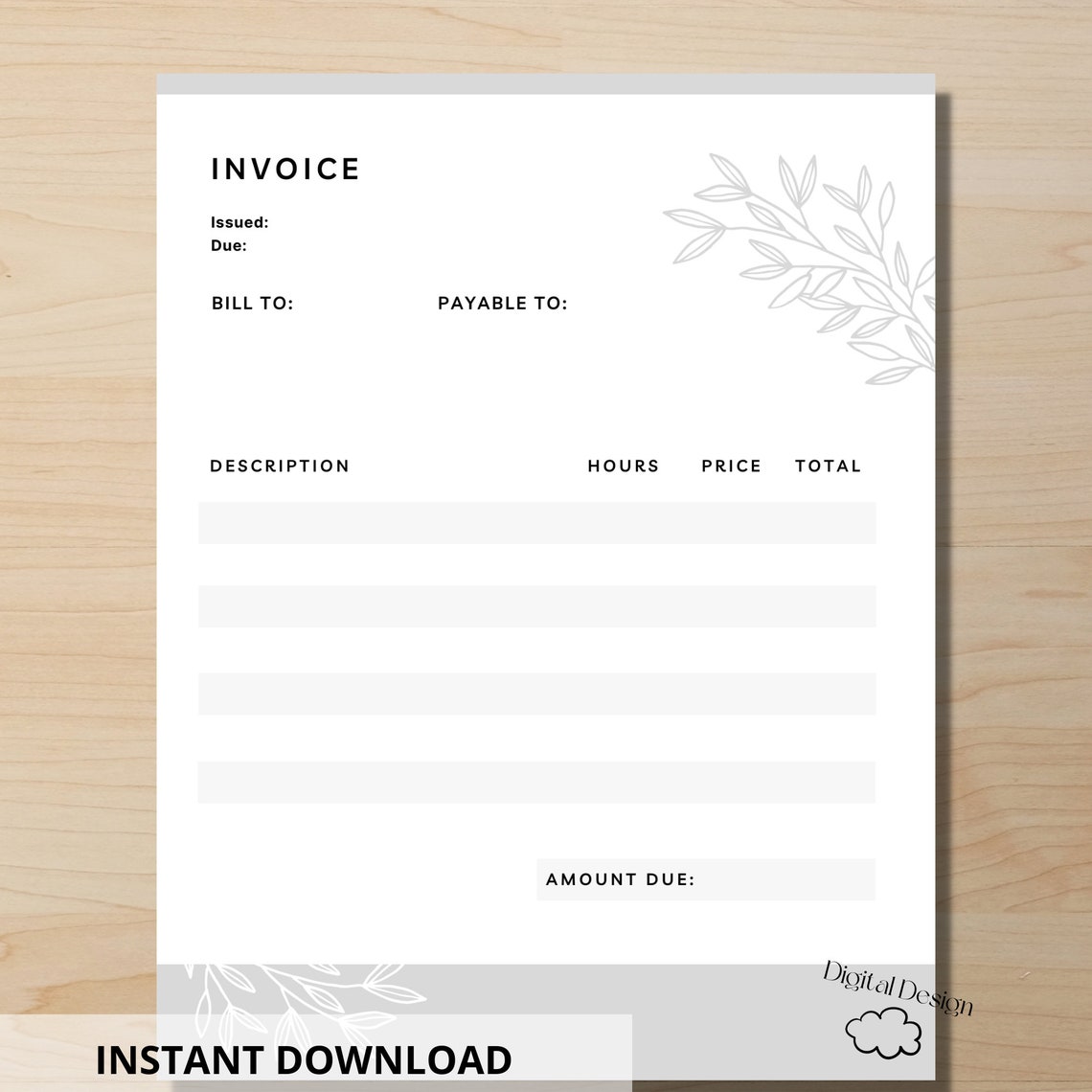 INVOICE TEMPLATE Printable Invoice Business Invoice Small - Etsy