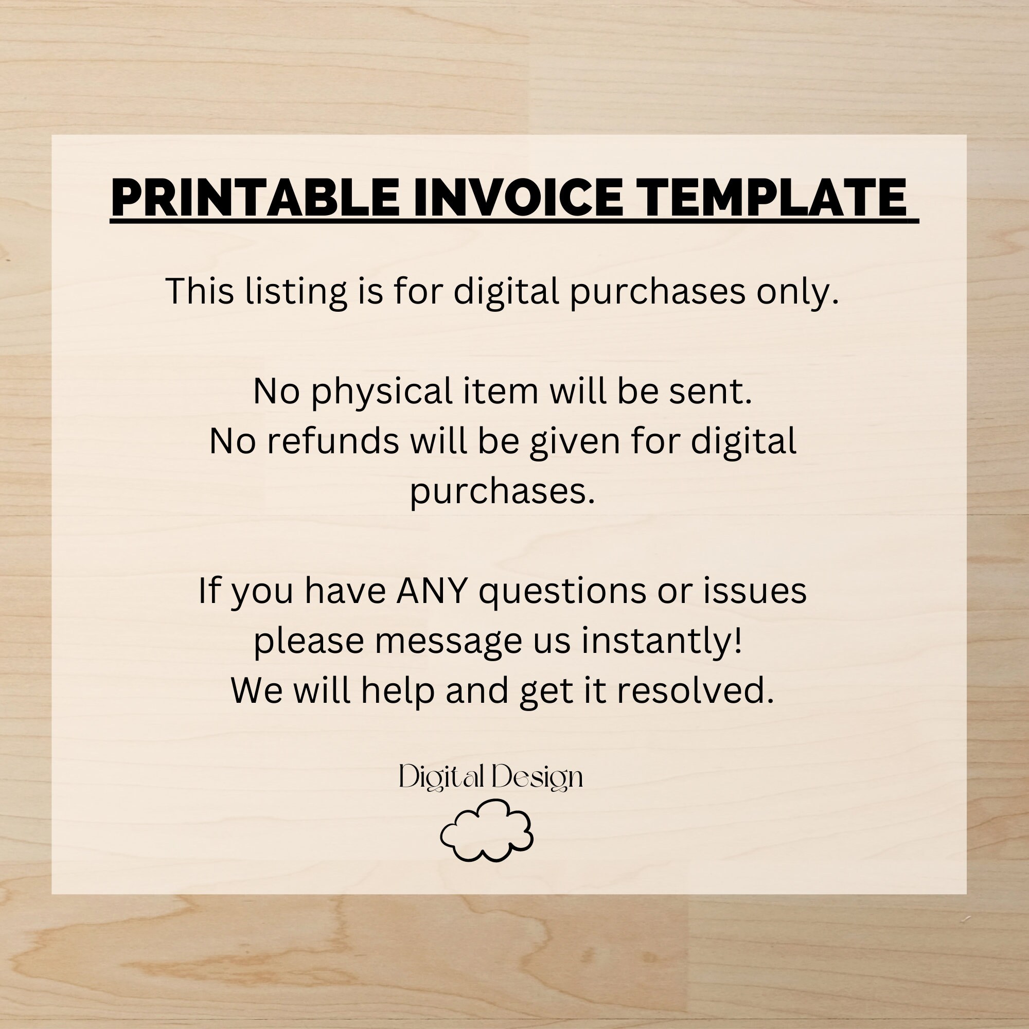 INVOICE TEMPLATE Printable Invoice Business Invoice Small - Etsy