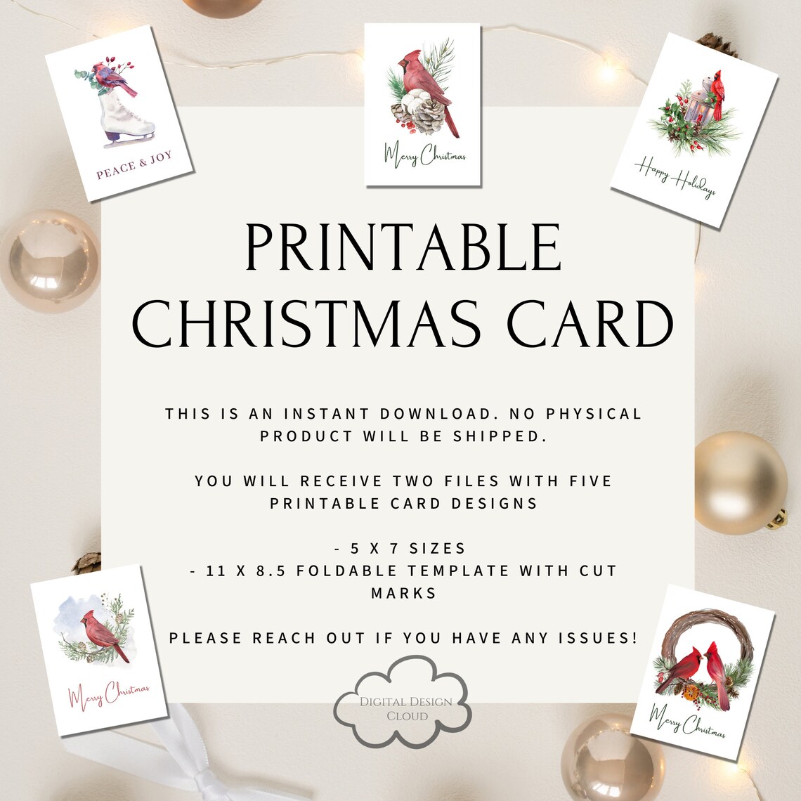 PRINTABLE CHRISTMAS CARDS Christmas Cards Cardinal Cardinal - Etsy