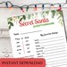 Secret Santa PRINTABLE , Holiday Gift Exchange Form, Sign up Sheet ...