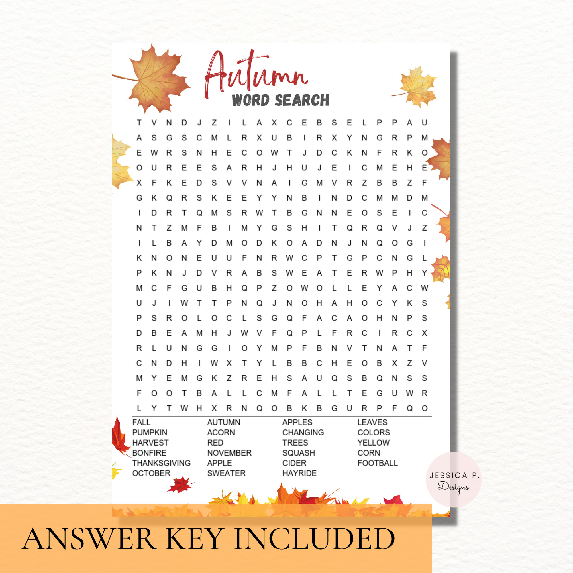 Autumn, Fall, WORD SEARCH, Printable Game, Games for Kids, Instant ...