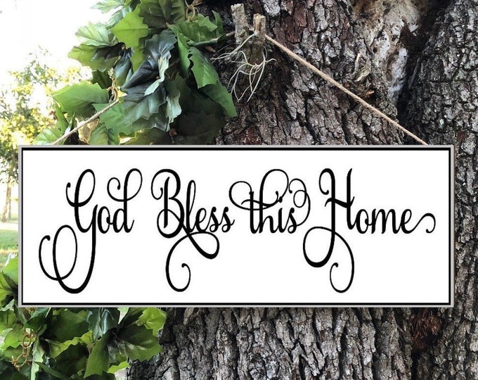 God Bless This Home Wood Sign, Rustic Wall Decor, Painted Wood Sign ...