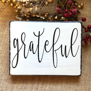 THANKFUL GRATEFUL BLESSED, Rustic Wood Signs, Farmhouse Style Signs ...