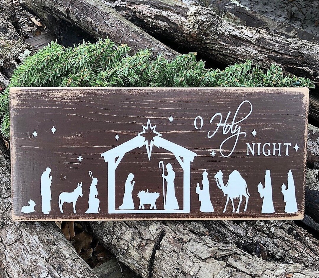 Nativity Scene Wood Sign, Rustic Christmas Decoration, Farmhouse ...
