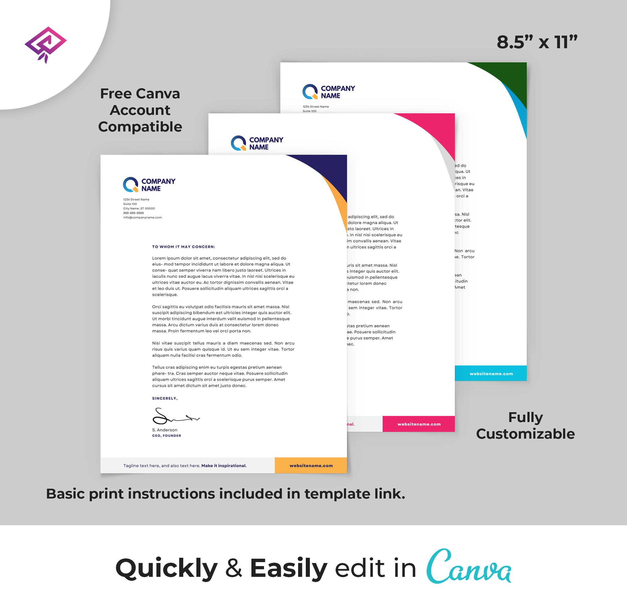 STARLING Letterhead Digital Canva Template, Customize, Small Business, Quick & Easy, Stationary ...