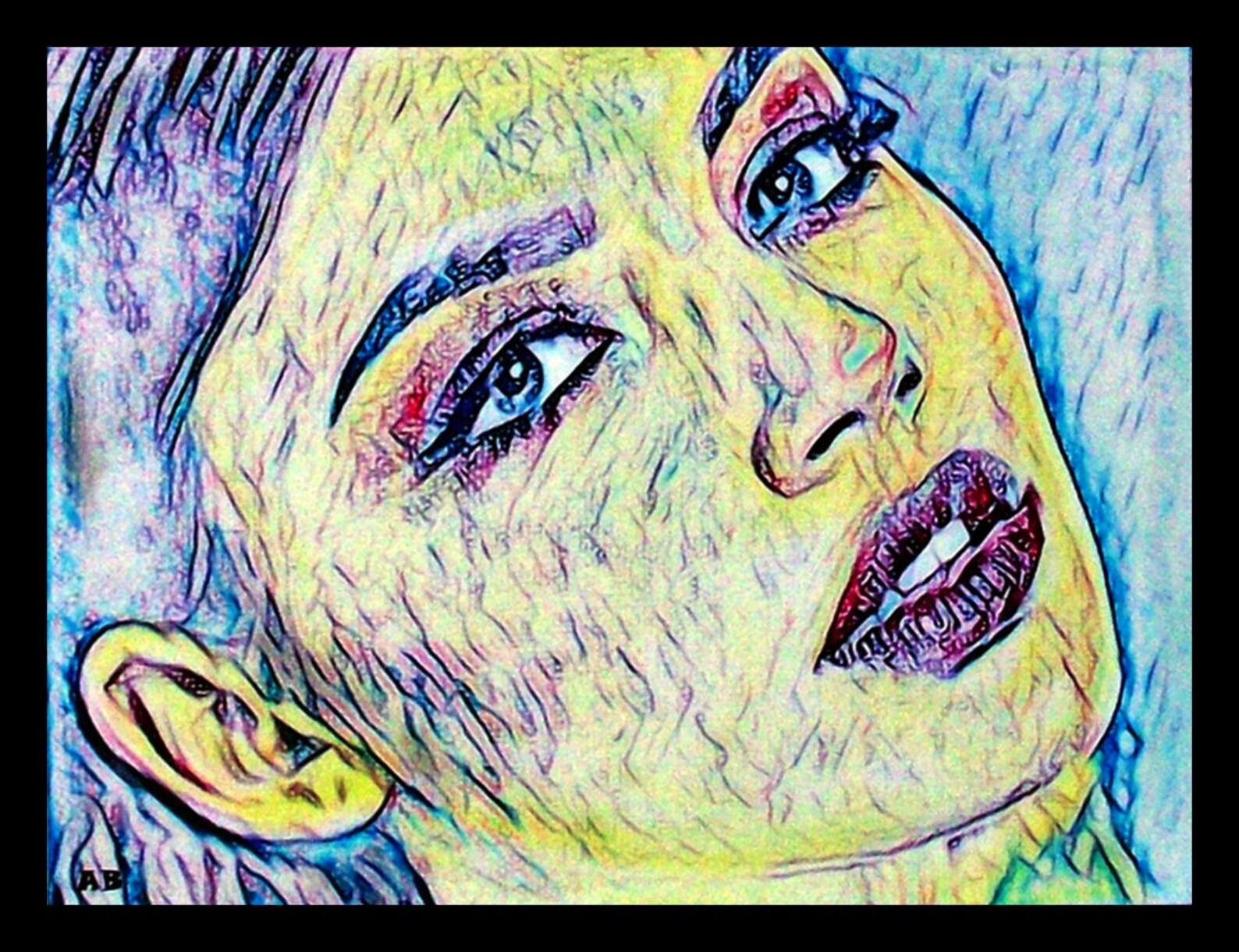 2018#37_frauenportrait, Pastel Painting, Portrait, Abstract, Figurative ...