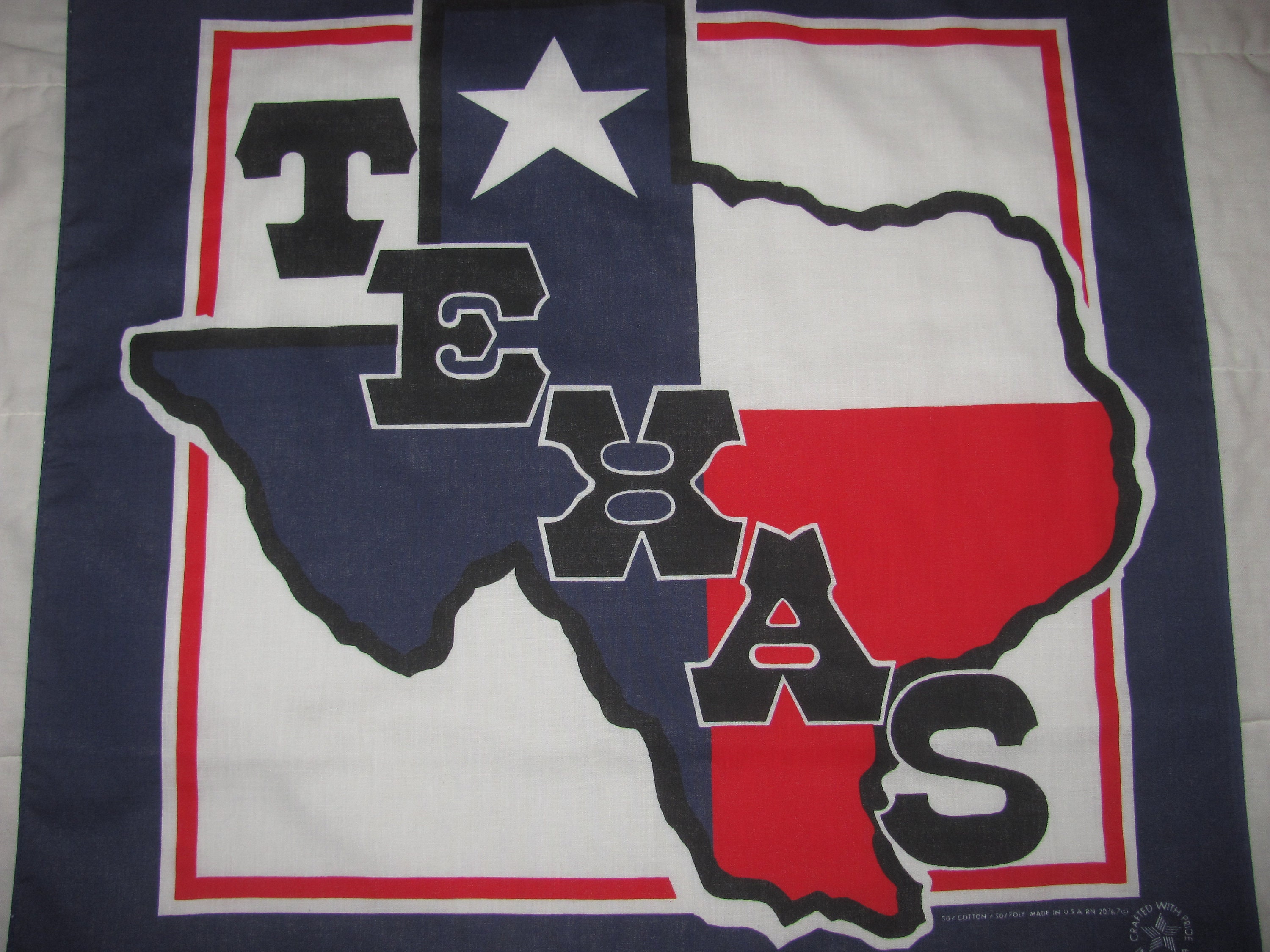 Vintage Made in USA Bandana Texas State Outline Red - Etsy