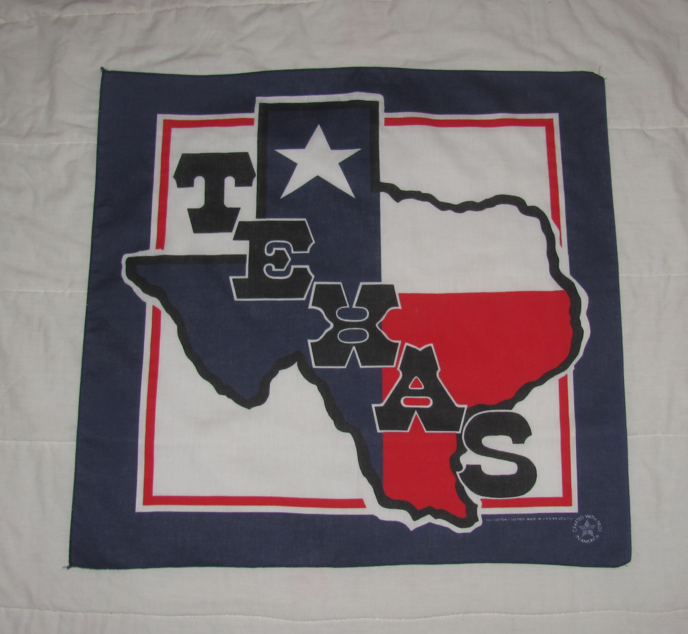 Vintage Made in USA Bandana Texas State Outline Red - Etsy
