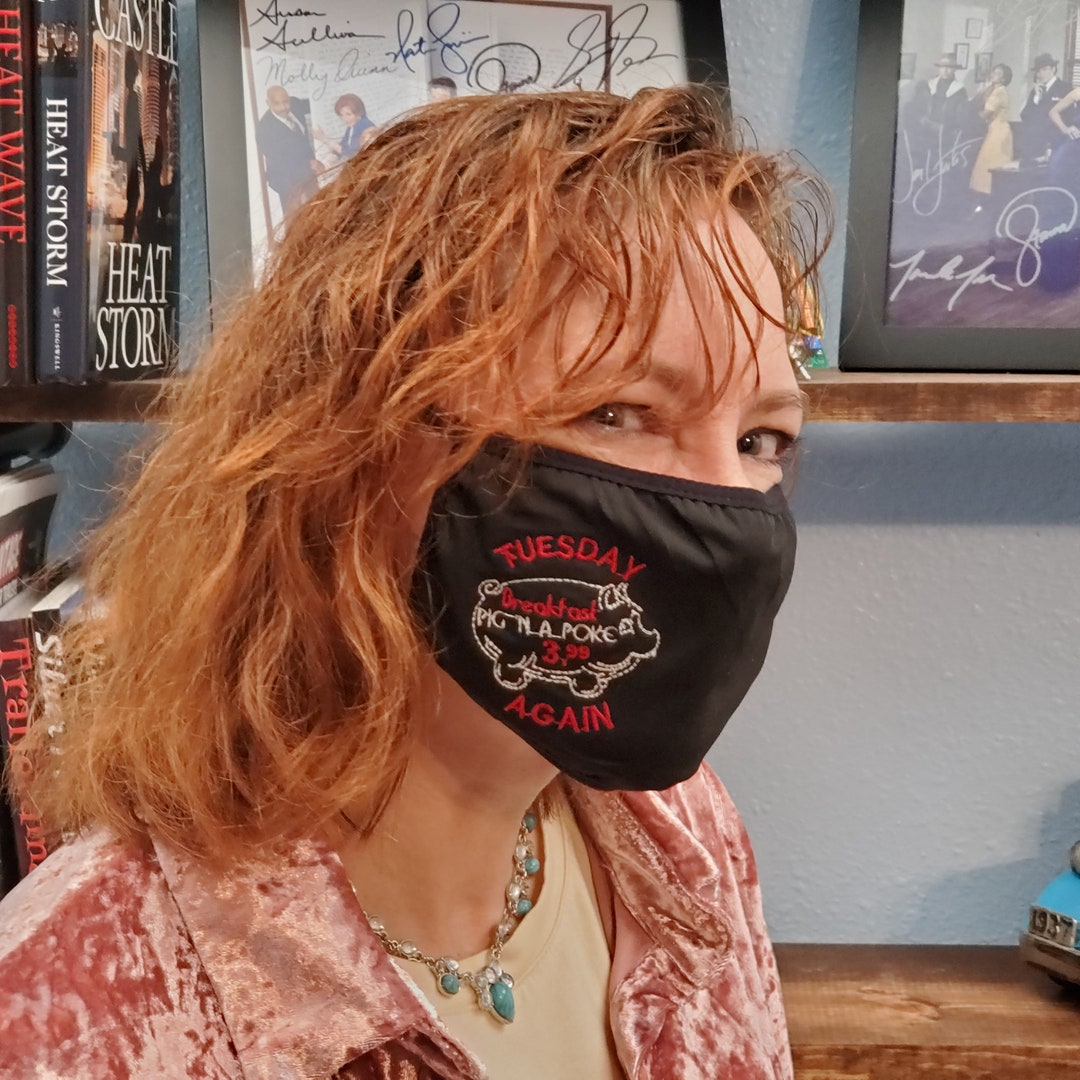 Supernatural Embroidered Pig N a Poke 2 Layer Cloth Face Mask face ...