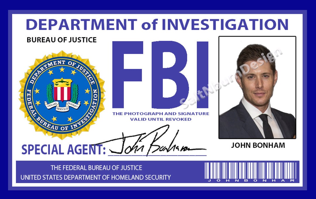 Supernatural FBI Badge "john Bonham" AKA Dean Winchester - Etsy