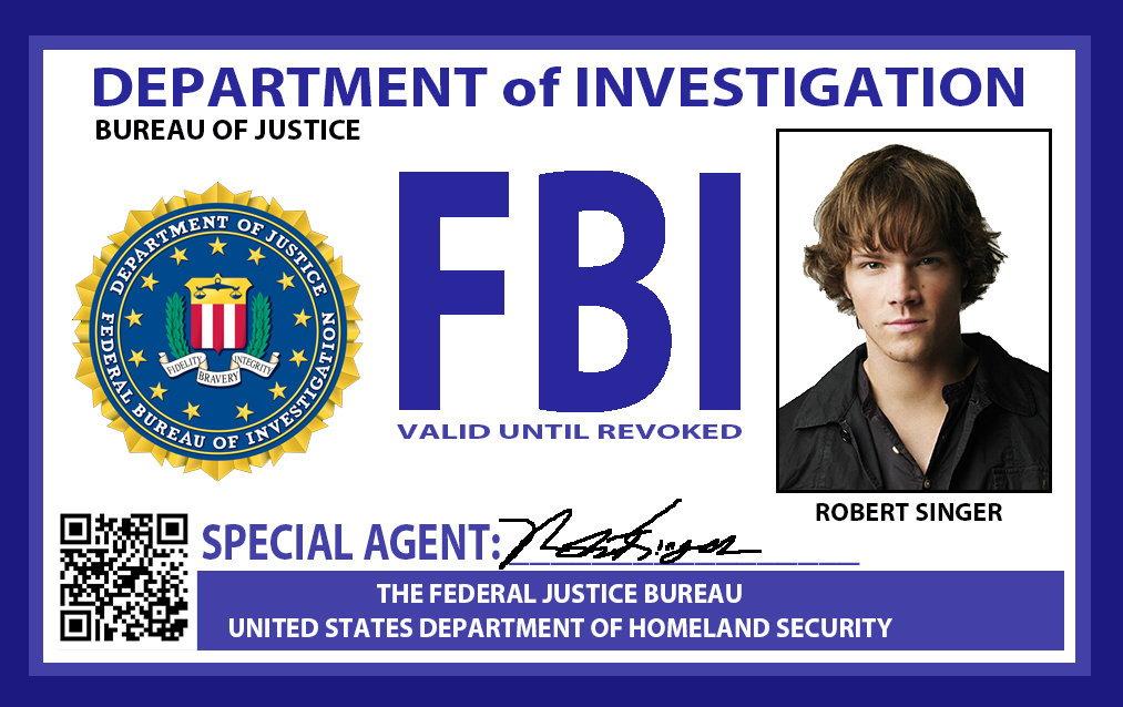 Supernatural fbi Badge Season 1 Jared Padalecki robert Singer AKA Sam ...