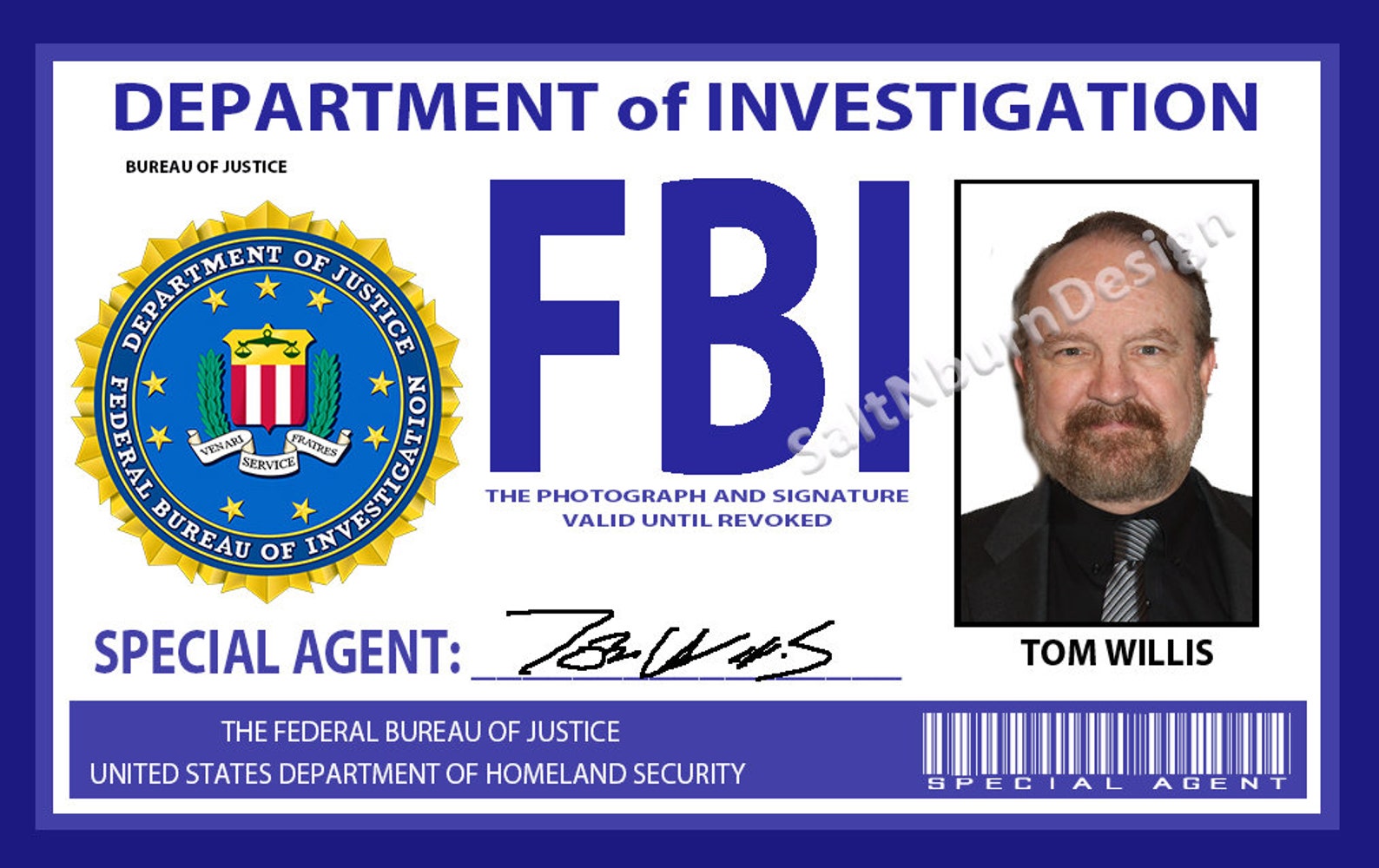 Supernatural FBI Prob ID Badge With Bobby Singer AKA Agent Willis - Etsy