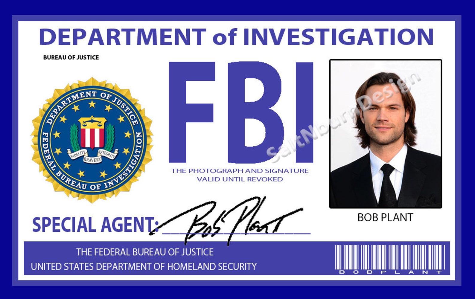 Supernatural "fbi" Badge- "bob Plant" AKA Sam Winchester - Etsy