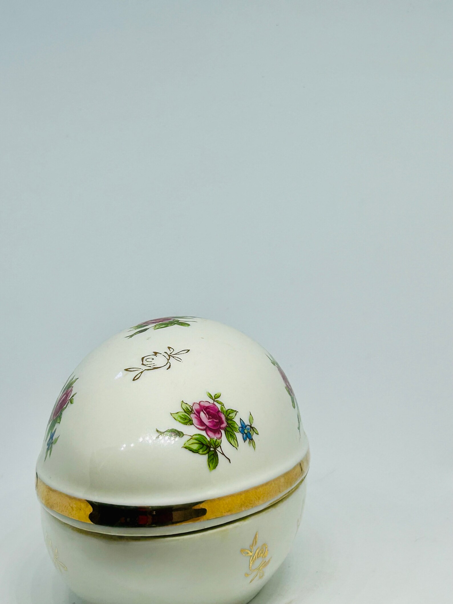 Vintage Ucagco Ceramic Egg Oval Rose Floral Jewelry Trinket Box - Etsy